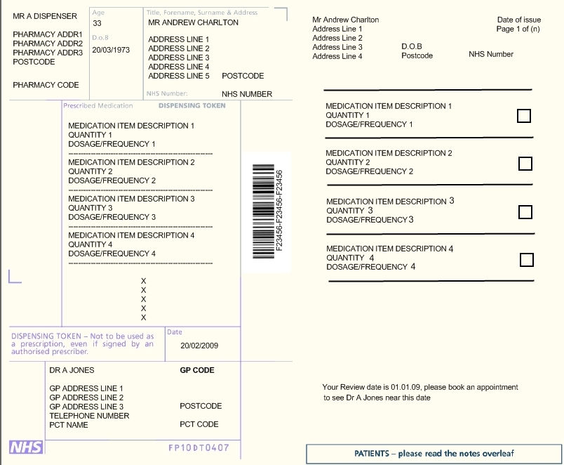Tokens (EPS) - Community Pharmacy England